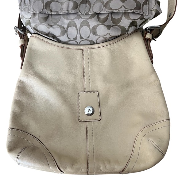 Coach | Bags | Coach Beige Leather Shoulder Bag | Poshmark